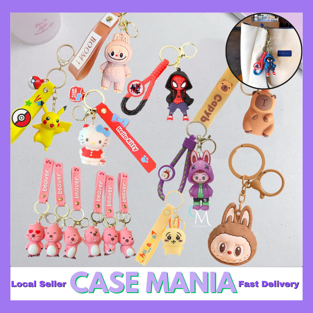 Keychain phone bag cry baby labubu capybara loopy spiderman kitty ...