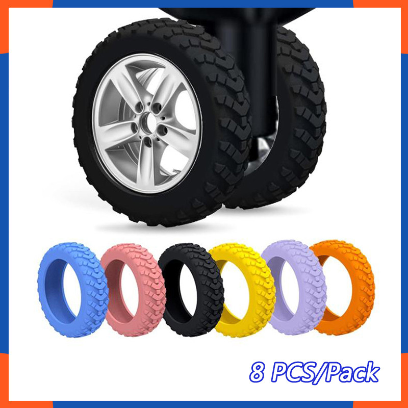 8Pc/set Luggage Wheel Protector Suitcase Wheels Ring Rubber Ring ...