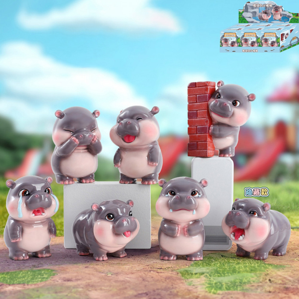 YL Moo Deng Hippo Figure Toy , Emotional Support Hippo Statue ...