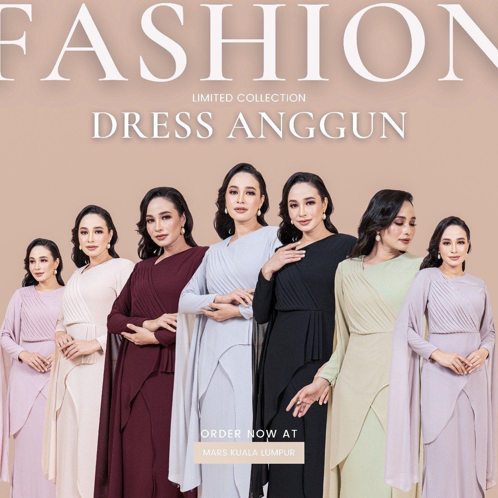 DRESS ANGGUN FULL LINING WITH HEAVY FLOWY CHIFFON BAJU RAYA 2025 MARS ...