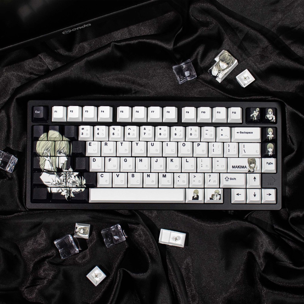 Chainsaw Man Makima Keycaps Japanese Black white 135 Keys PBT Cherry ...