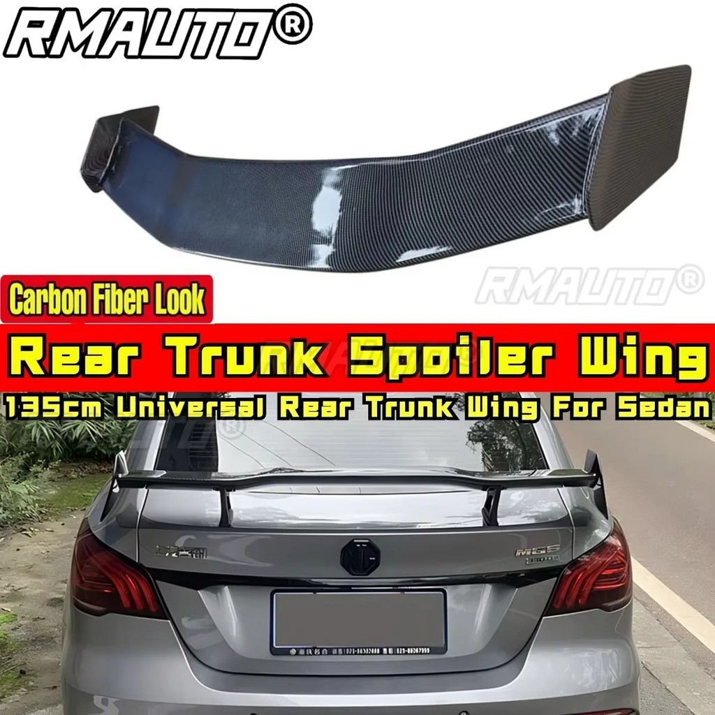 135cm Universal Rear Trunk Wing Carbon Fiber Look GT Style Car Rear ...