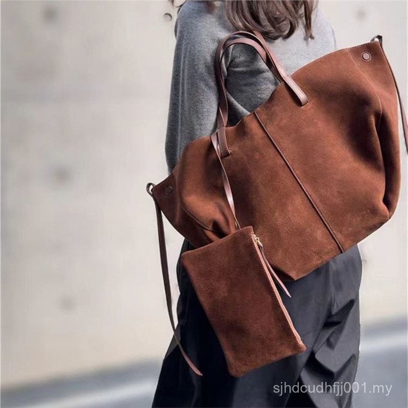 French Niche Polene2025 New Matte Cowhide Wings Style Bag Shoulder Tote ...