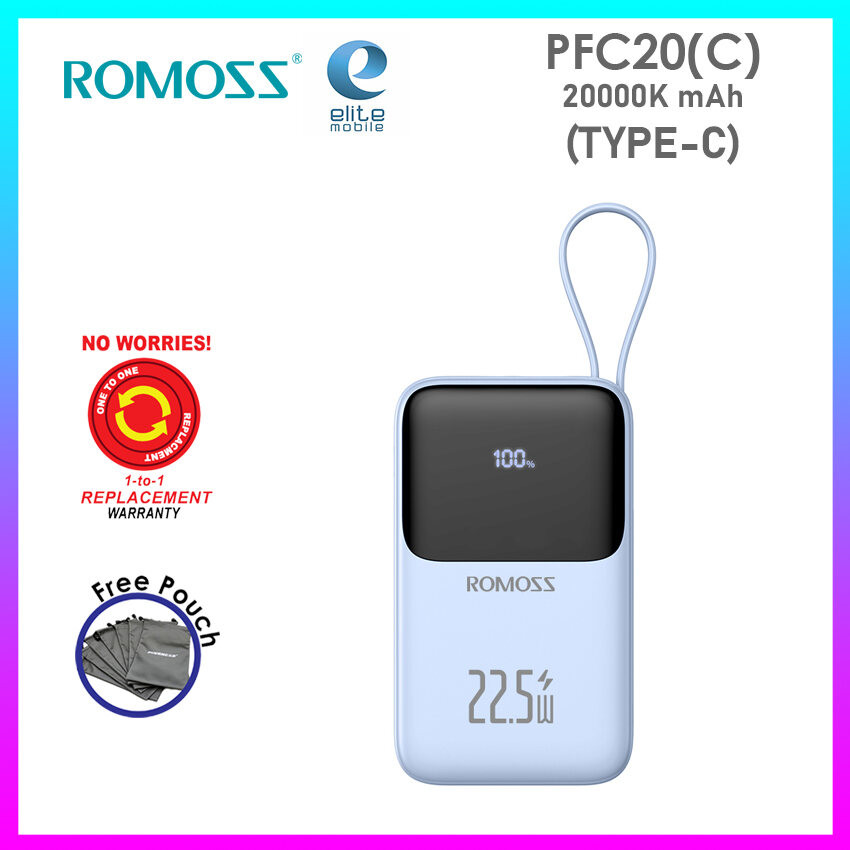 Romoss PFC20 20000mAh Powerbank 20W/22.5W QC3.0 Fast Charging with ...