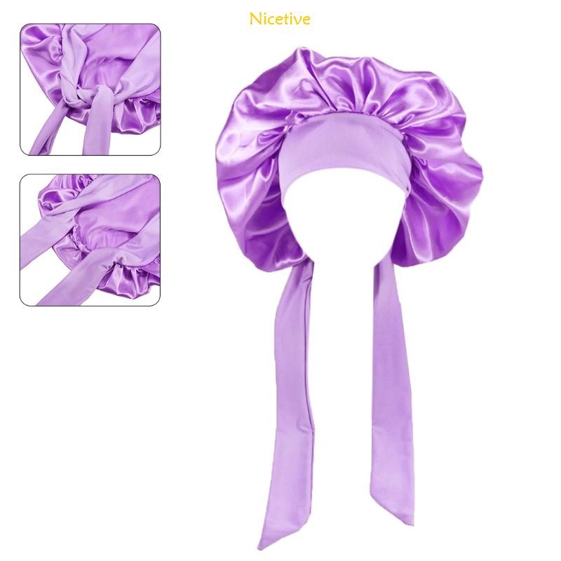 NICE Night Sleep Cap Silky for Head Cover Women Girls Hair Soft Satin ...