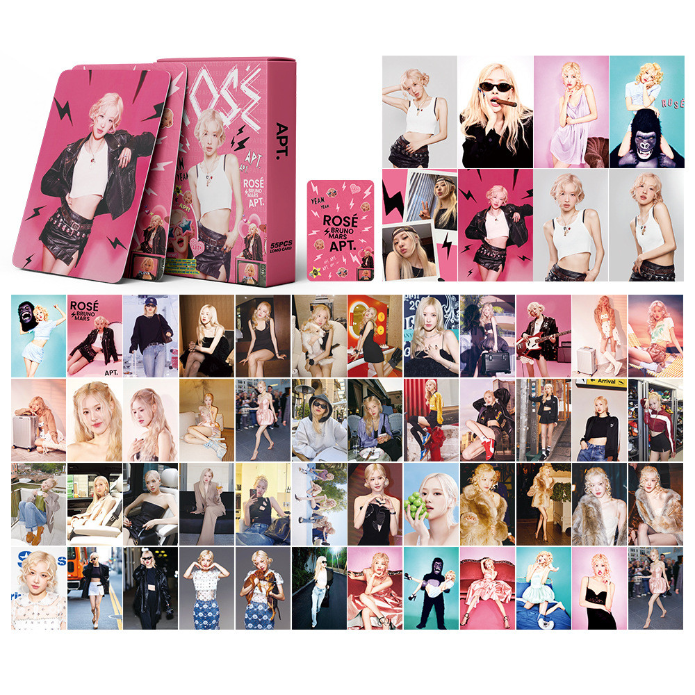 APT ROSE 55PCS Photocard BLACKPINK LOMO CARD rose Holographic Card ...