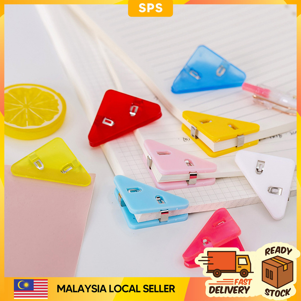 SPS TRANSPARENT TRIANGLE PAPER CLIP FILING BINDER CLIP DOCUMENT CORNER ...