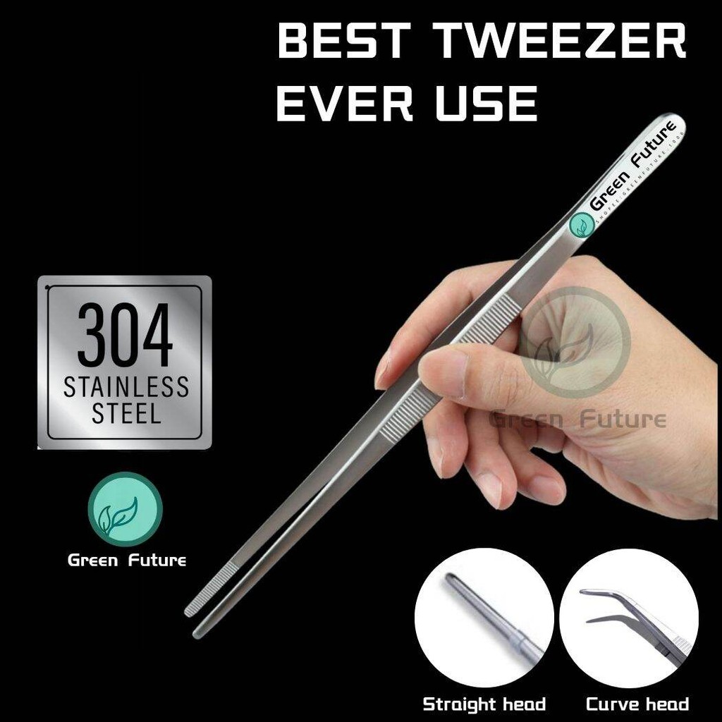 17.5CM Stainless Steel Multipurpose Tweezer Steel Slip Curve 弯头不锈钢镊子 tools garden tools 304 不锈钢 ...