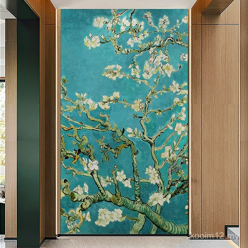 Kerja Lukisan Minyak Van Gogh Mekar Bunga Badam Kertas Dinding Ruang ...