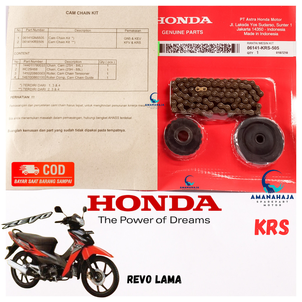 (GUARANTEE) Ori KAMPRAT Chain SET FOR OLD HONDA REVO MOTORCYCLE (KRS ...
