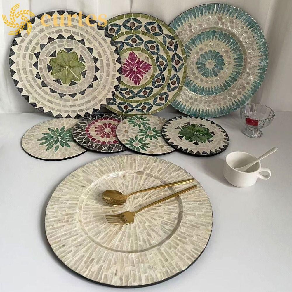 CURTES Round Shell Placemat, Creative Handmade Desktop Plate Mat, Gift ...