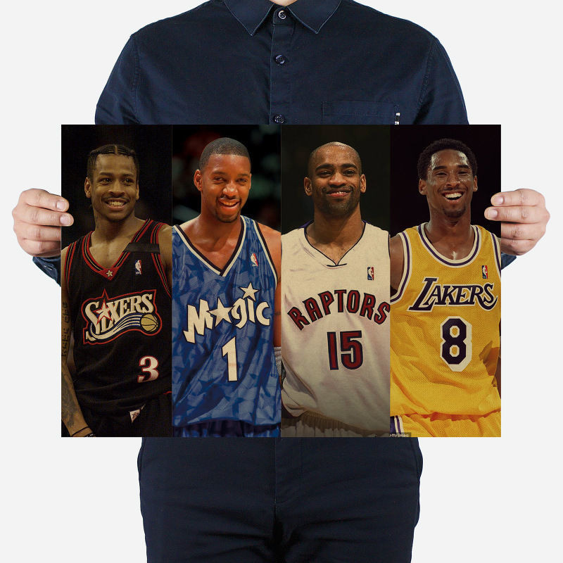 NBA Quarter Guard Poster Kobe Madi Everson Carter Retro Kraft Paper ...