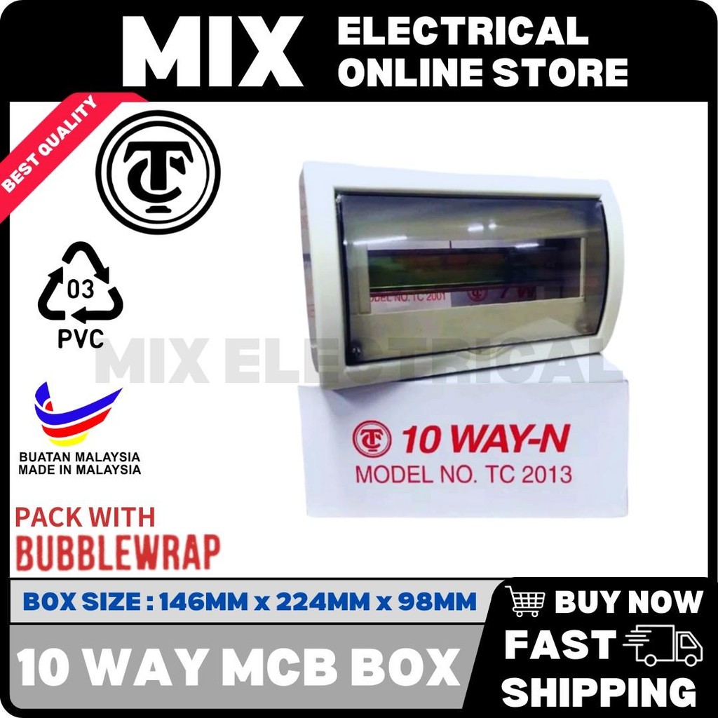 10 Way TC Surface PVC MCB DB BOX / Consumer Unit / Consumer Box / Distribution Box ABS / PVC ...