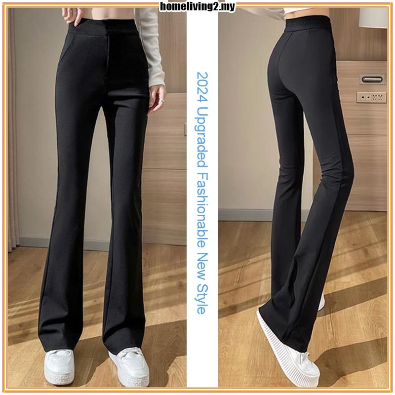 Plus Size S-3XL Bootcut Long Pants Women High Waist Korean Style Flare ...