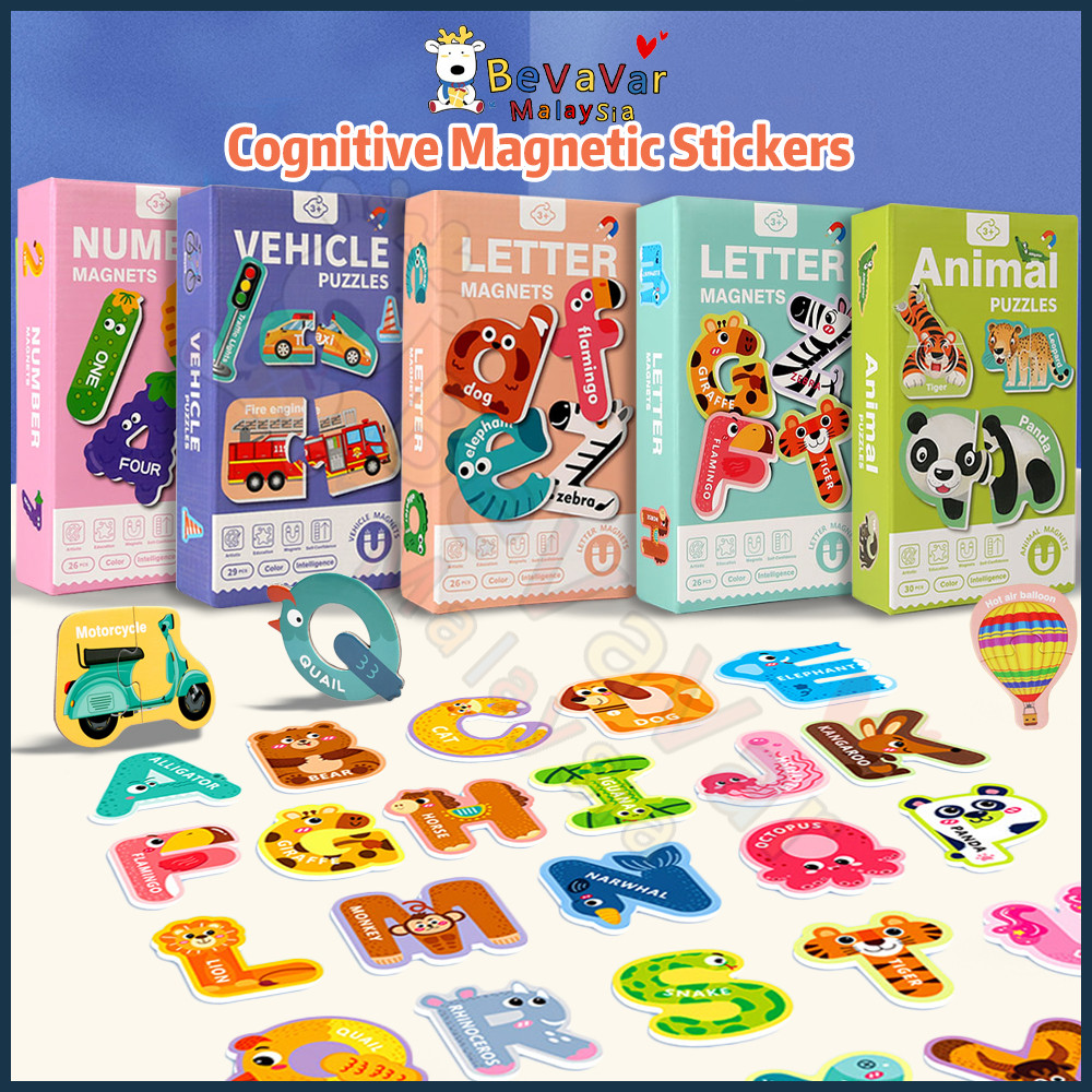 Bevavar ABC Magnetic Sticker for Kids Magnetic Animals Sticker Early ...