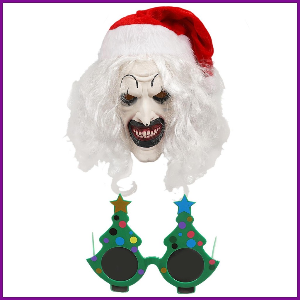 Christmas Clown Masque Face Cover Costumes Props With Glasses Christmas ...