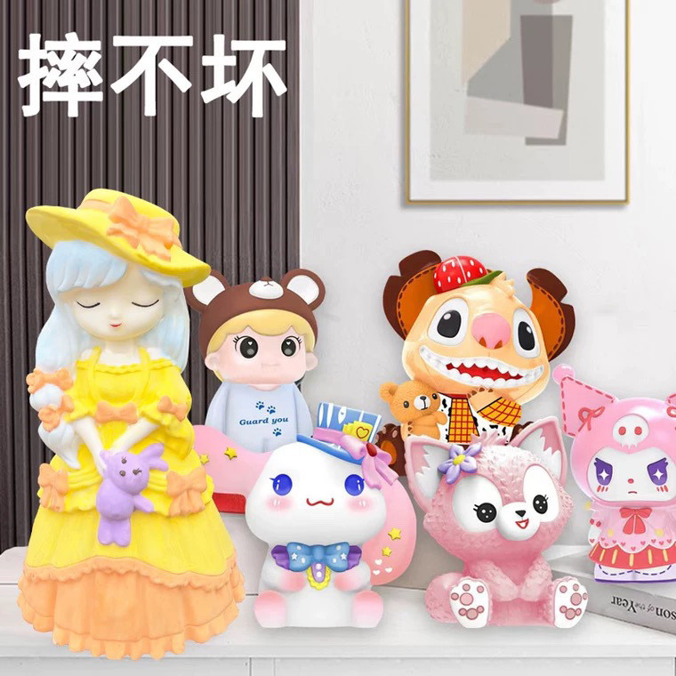 Coloring Doll Piggy Bank Ornaments Children Non-Gypsum Doll diy ...