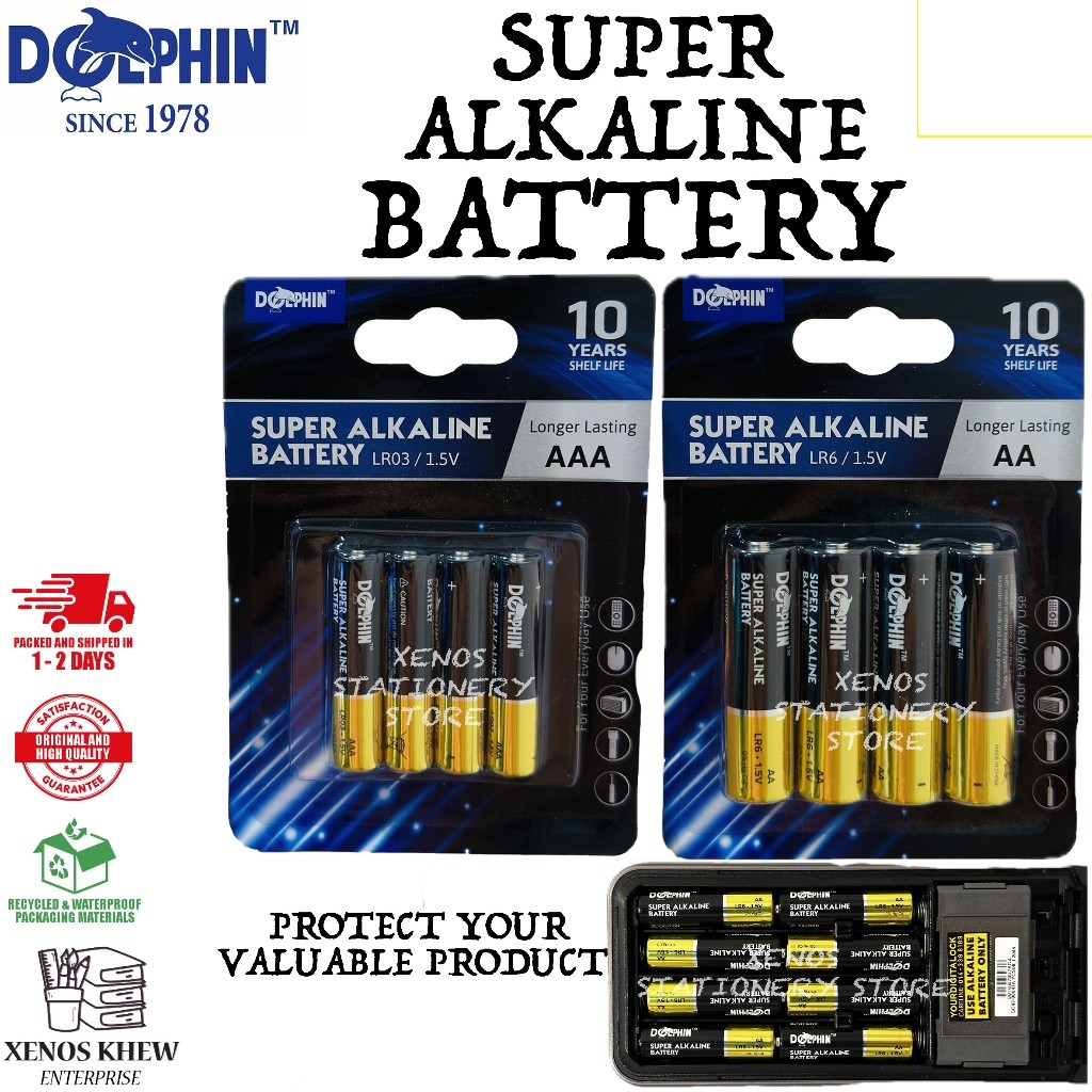 DOLPHIN SUPER ALKALINE BATTERY AA/AAA/CR2032 3V LITHIUM CELL BATERI ...