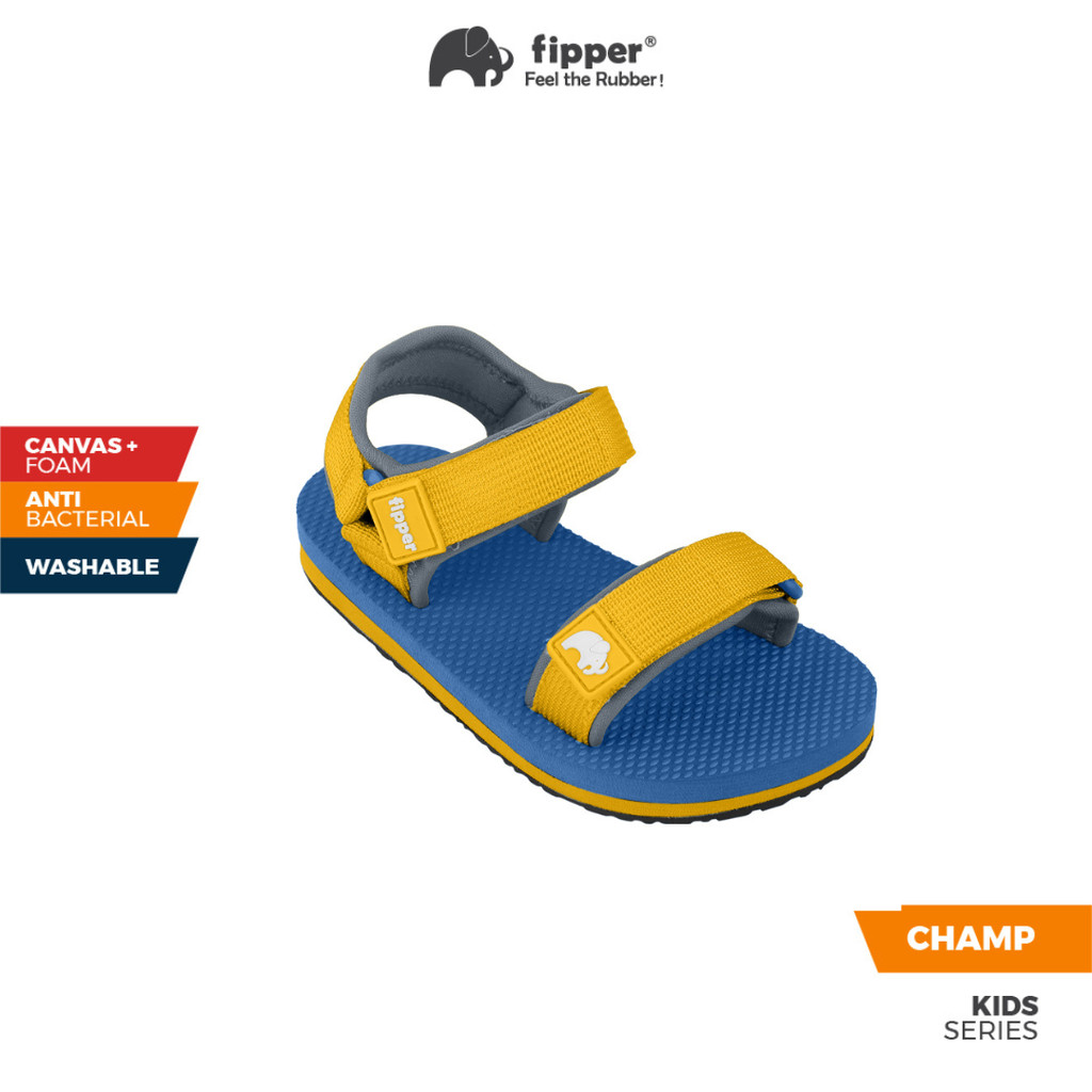 Fipper Champ Non-Rubber for Children in Navy (Light) / Yellow (Cheese ...