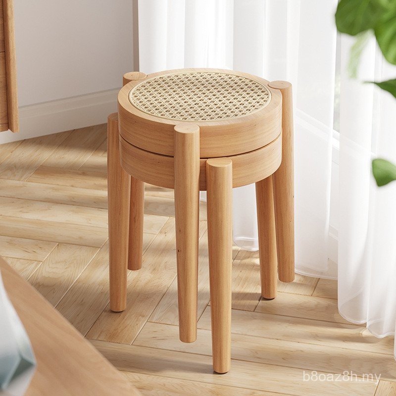 Solid Wood Chair Dining Chair Household Rattan Dining Table Stool ...