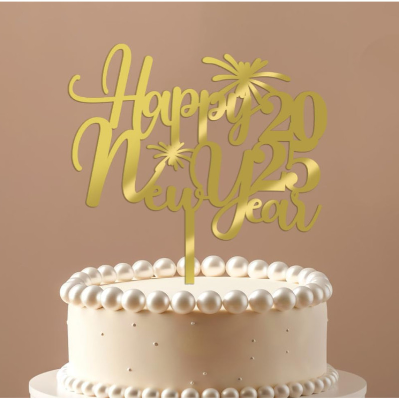 Happy New Year Baking Decoration Hello 2025 Acrylic Cake Dessert Plugin ...