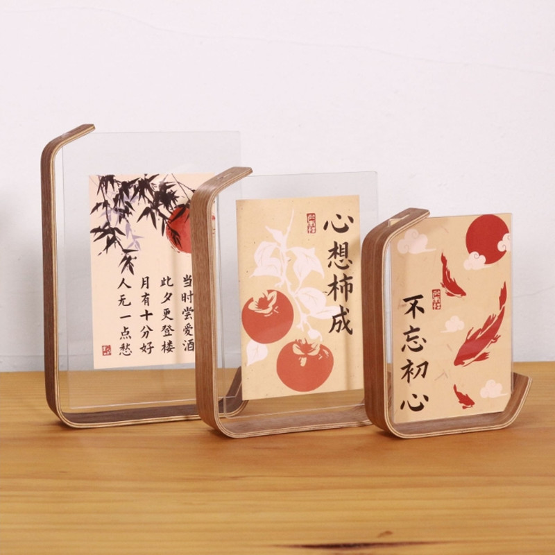 Acrylic Wooden Photo L-frame Double-sided Frame for Tabletop Display ...