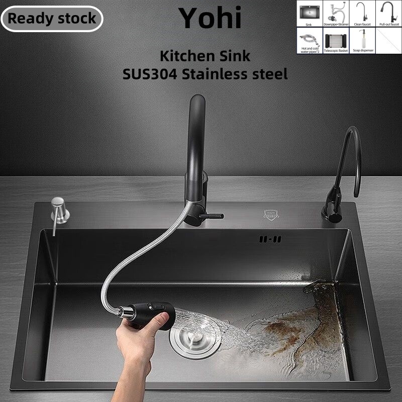 Sinki dapur/SUS304 sink With three holes complete set with faucet bowl ...