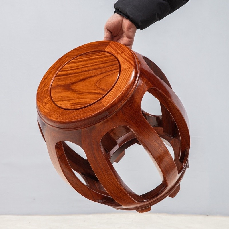 Mahogany Drum Stool Antique Chinese Household Dining Table Stool Living Room Solid Wood Round ...