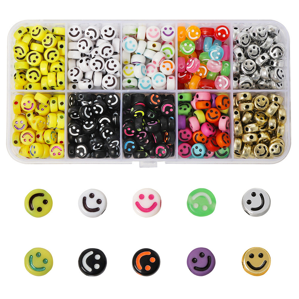 50Pcs 4 * 7mm Acrylic Smile Face Beads Handmade DIY Bracelet Necklace ...