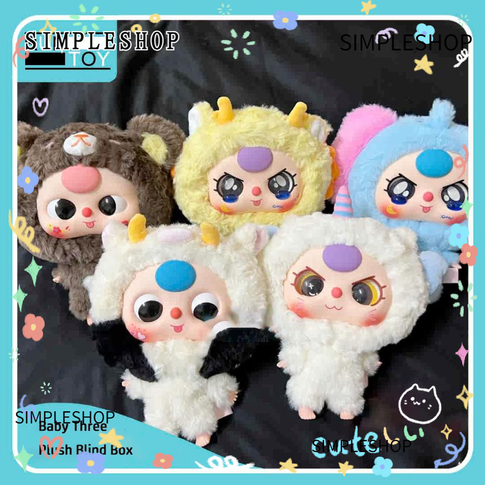 SIMPLESHOP Baby Three Plush Box, PVC Soft Baby Three Zipper Bag, Cute ...