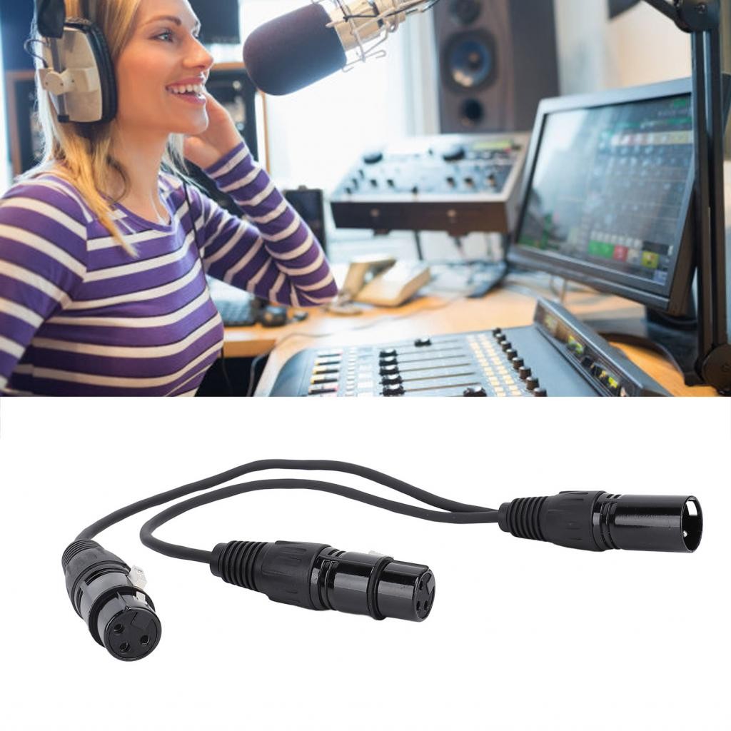 Concon Y Shape Splitter Cable 3 Pin Connector XLR Male To Dual Female ...