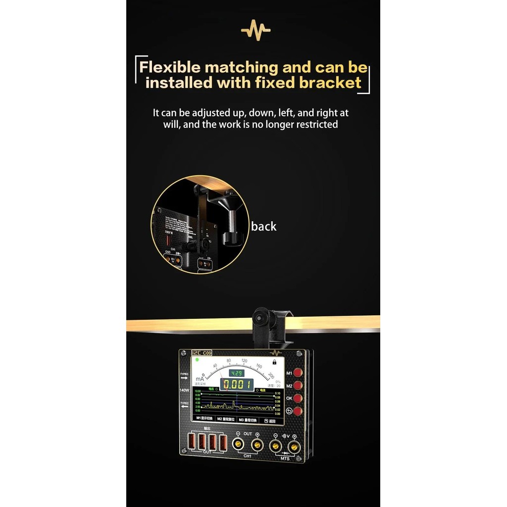 I2C C09 Waveform Ammeter 0-40V Input Dual Channel Voltage Current ...