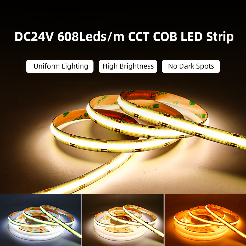 5M/A roll High Density 608Leds Dimmable Dual Color LED Strip DC12V 24V ...