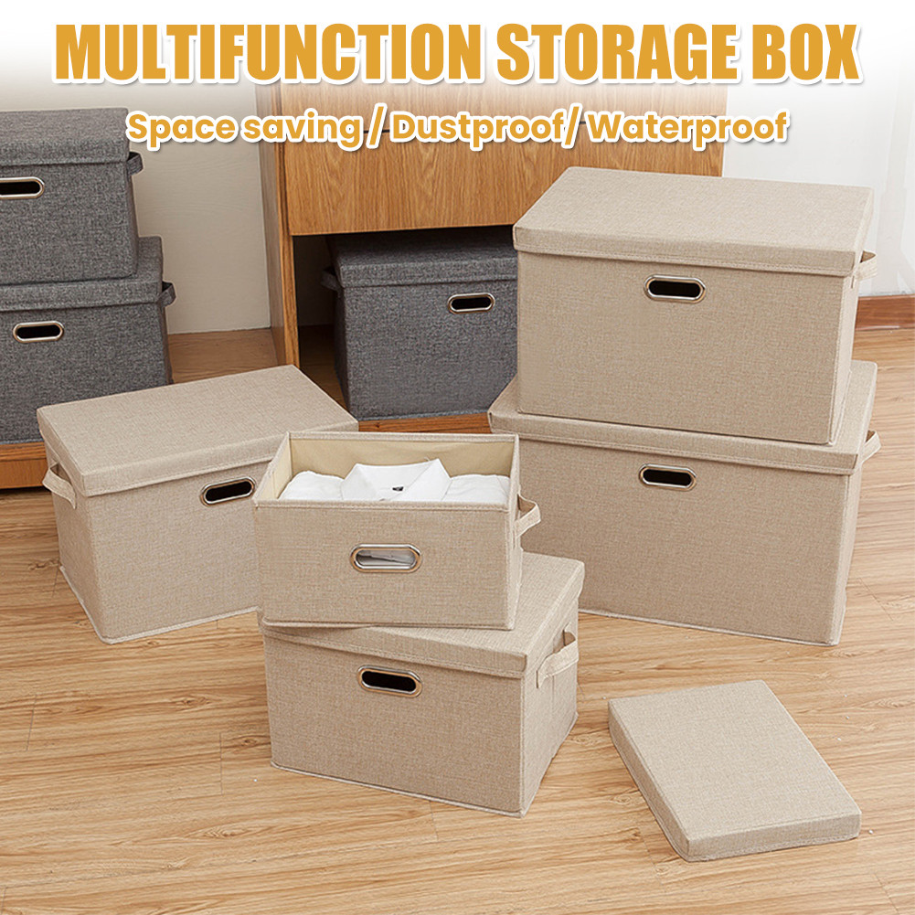 Foldable Storage Box with Removable Cover Organizer Box Basket Closet ...