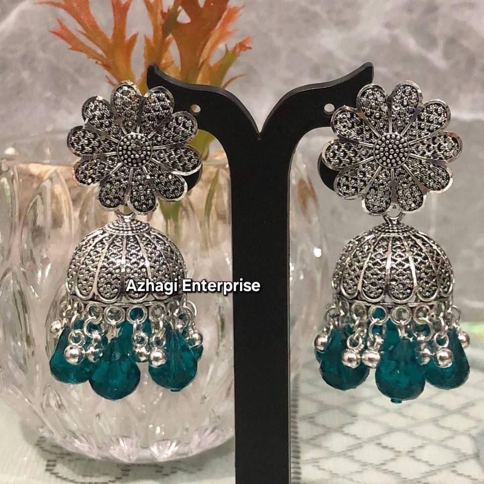 Silver based Jimiki with Colorful beads / Light weight earring | Shopee ...