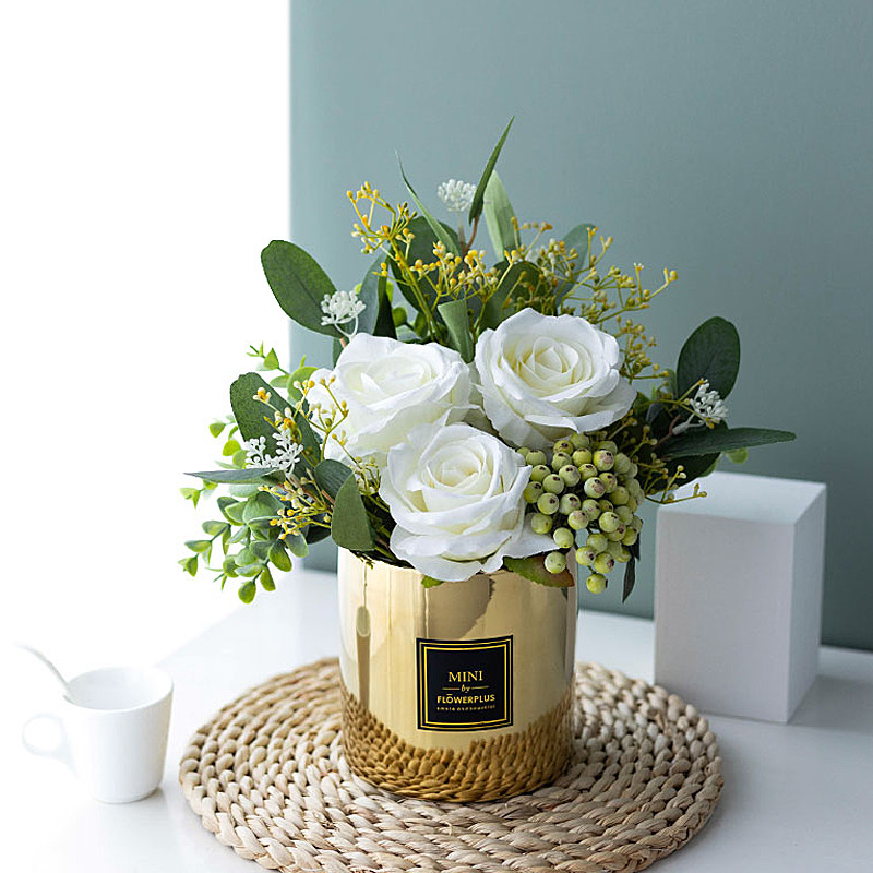 Perkahwinan Sutera Tiruan Putih Pelembap Bunga Mawar Gubahan Hiasan ...