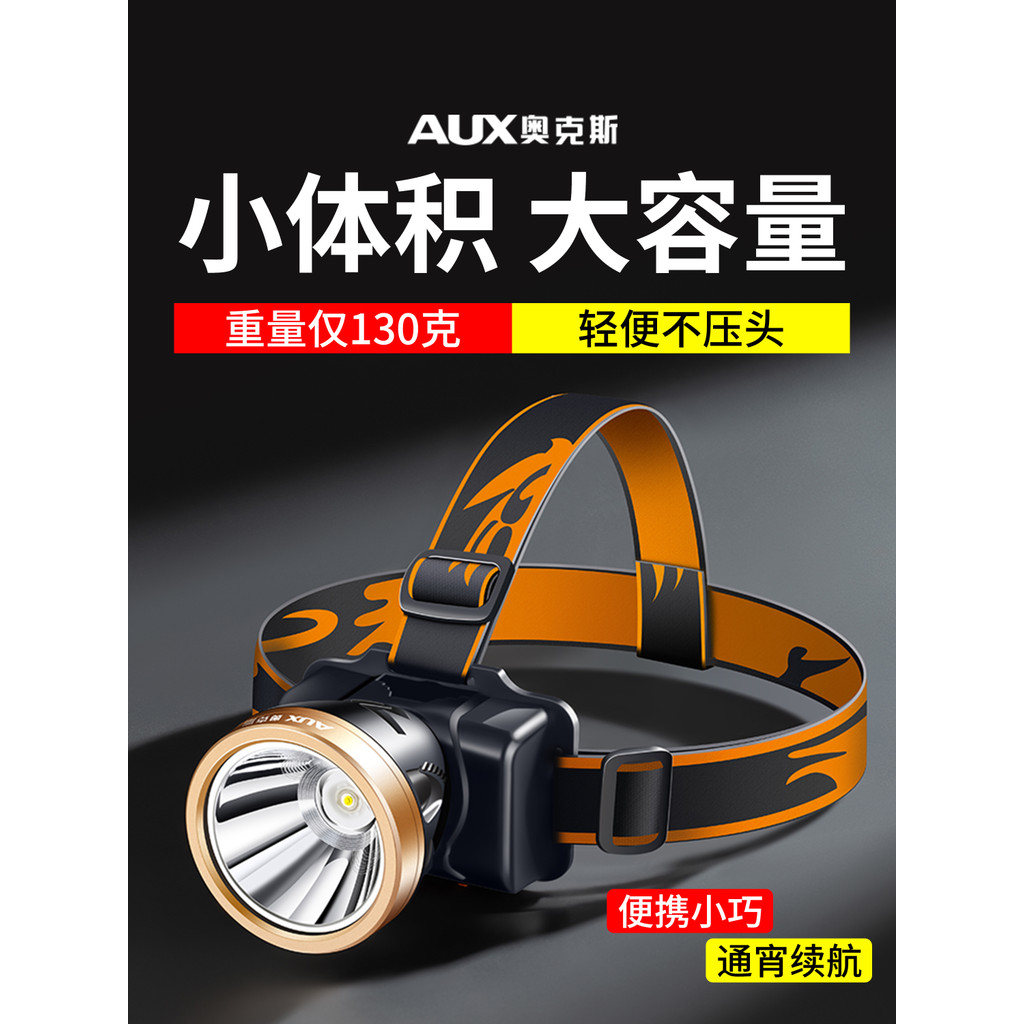 Lampu Depan AUX Cahaya Kuat Boleh dicas semula Lampu Lekap Kepala Ultra-Terang 2025 Luaran ...