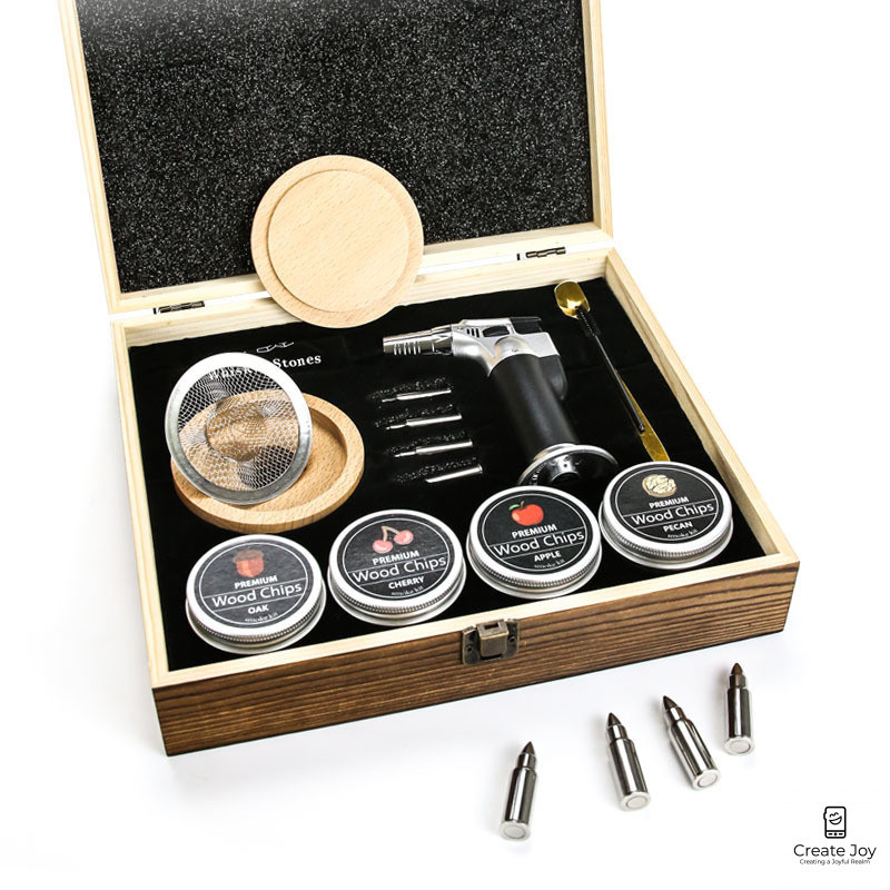 Kit Perokok Koktel dengan Obor –4 Perisa Serpihan Kayu – Bourbon, Kit ...
