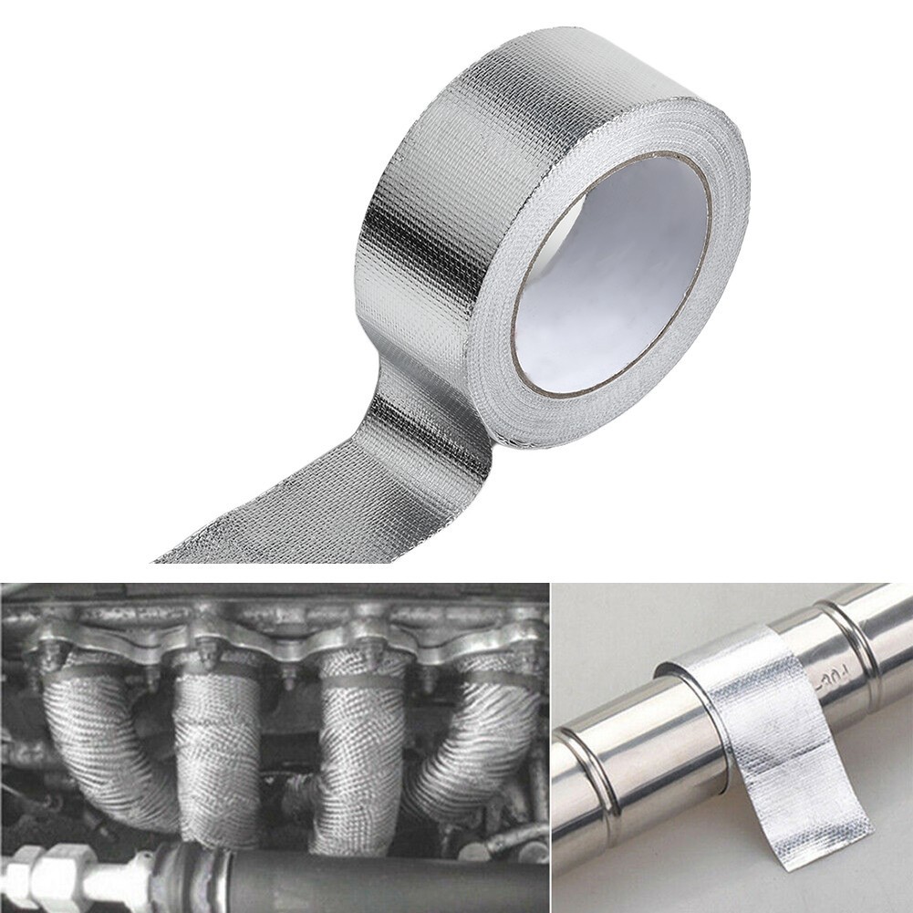 (HUND) Heat Shield Wrap Tape Auto Exhaust Pipe Reflective Aluminum 5cm ...