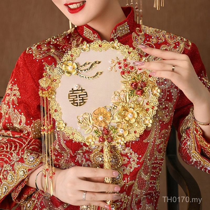 Fan Handmade Ancient Style diy Xiuhe Clothing Anjin Wedding Bride Birth ...