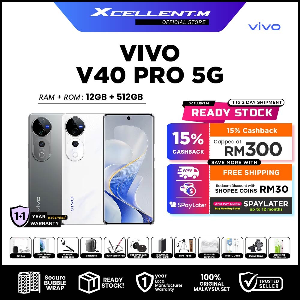 VIVO V40 Pro 5G [(12+12)GB RAM 512GB ROM] - Original VIVO Malaysia | Shopee Malaysia