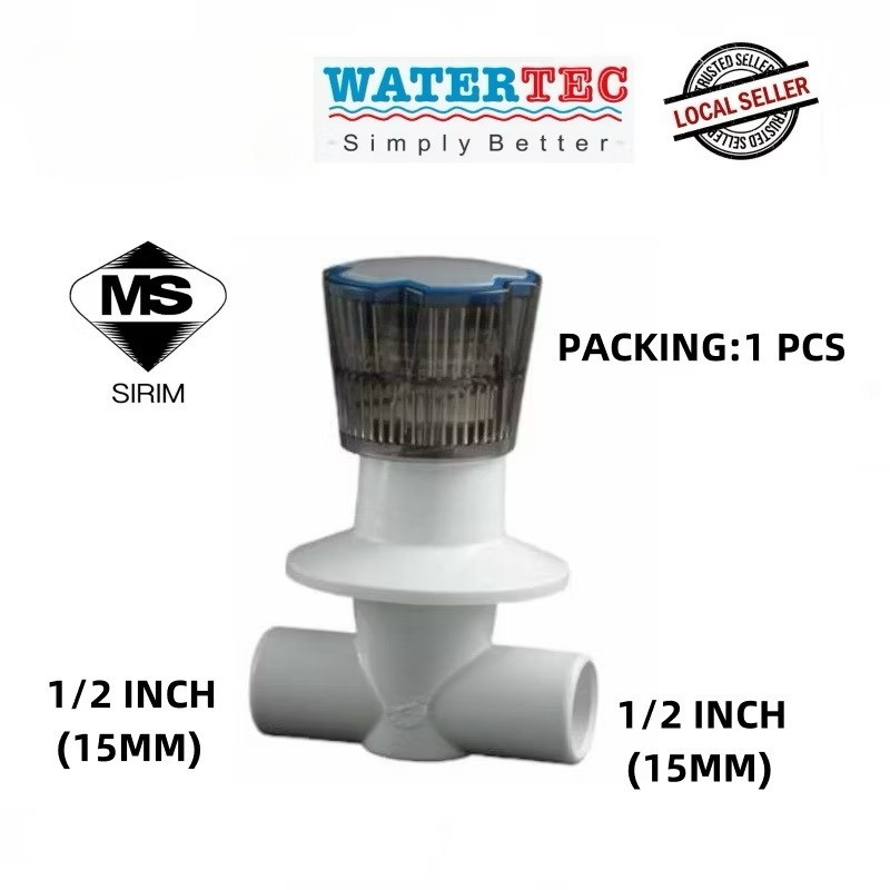 1/2"~15MM WATERTEC PVC CONCEAL STOPCOCK/PVC PLASTIC SHOWER CONCEALED ...