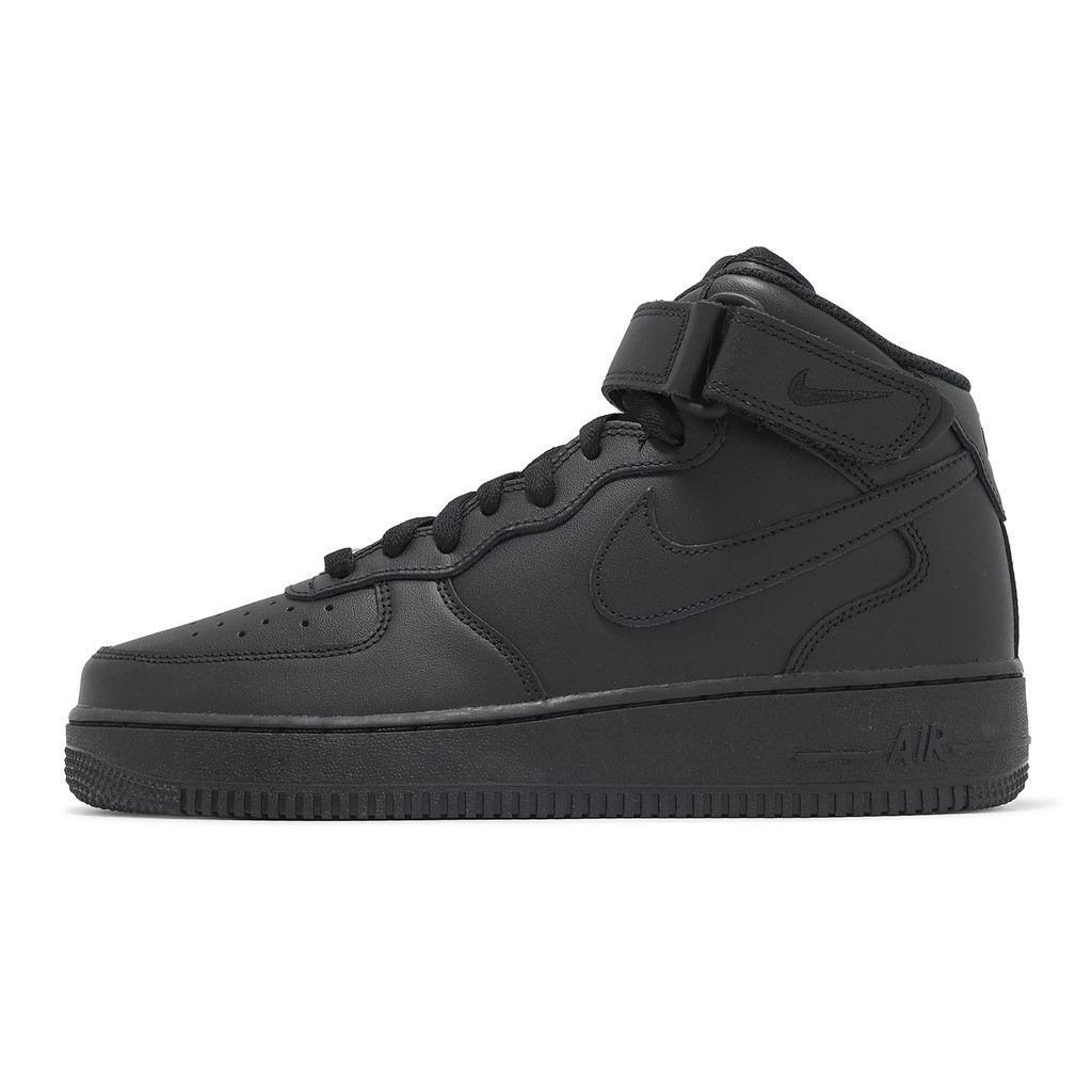 Nike Casual Shoes Air Force 1 Mid 07 Men's Black Mid-Top AF1 Velcro ...