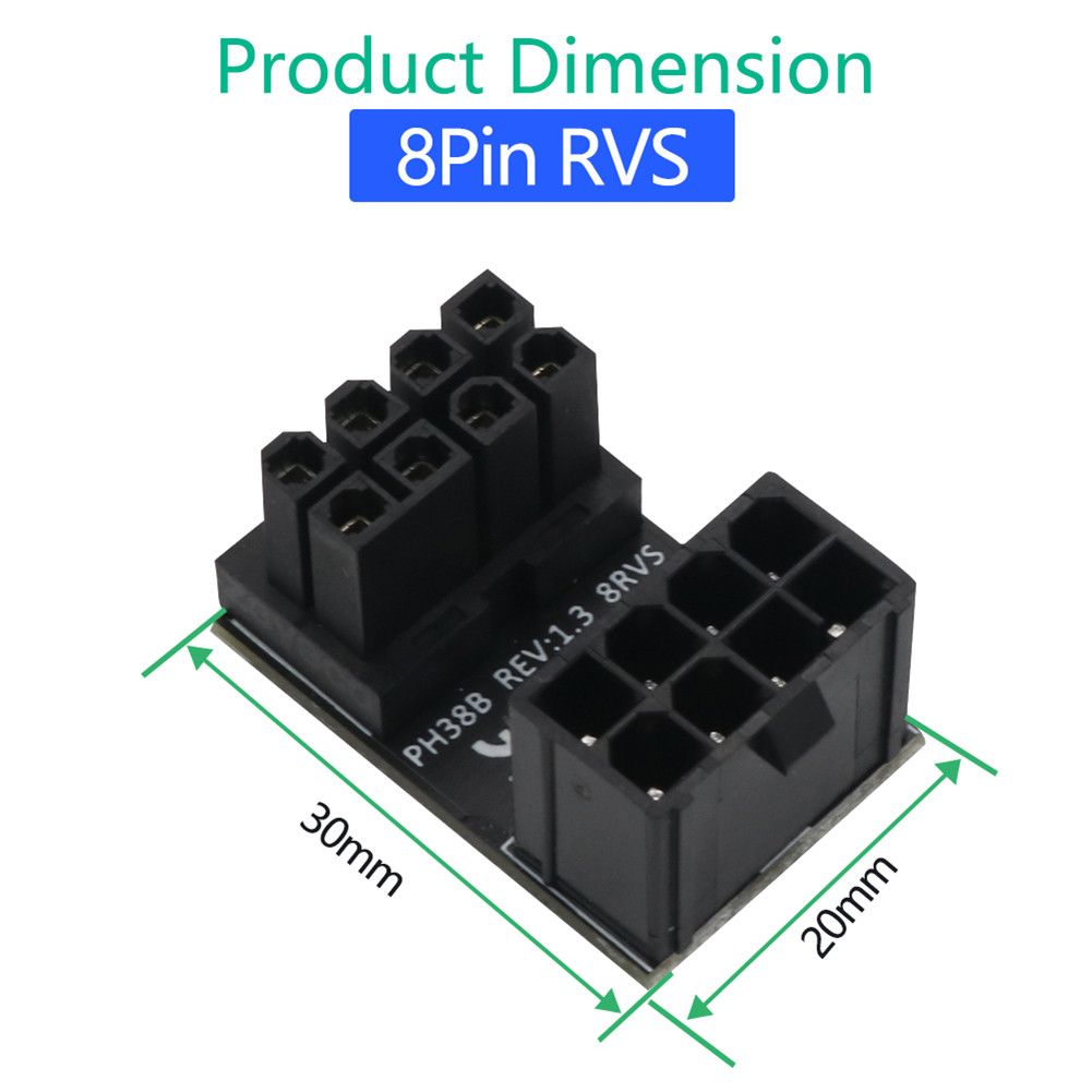 2x 180 Degree Angled Turning Connector Desktops GPU ATX 8 Pin Power ...