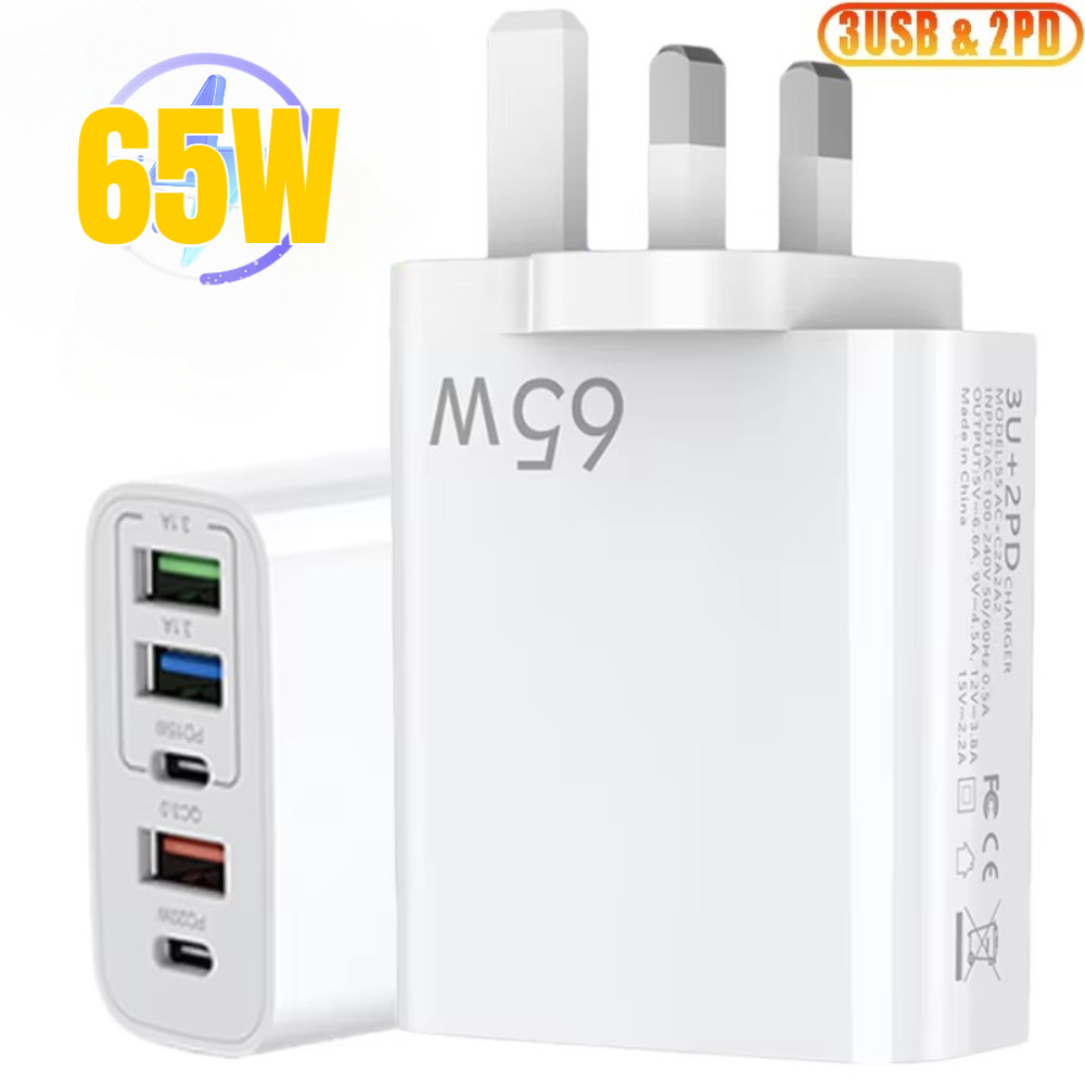EU/US/UK Plug Multiport 65W PD Quick Charging Phone Adapter - Travel ...