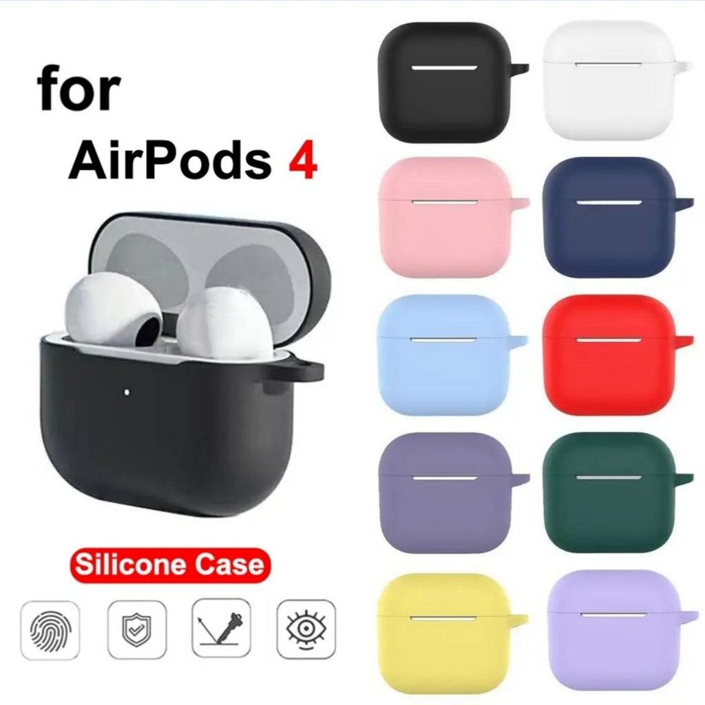 Casing For Airpods 4 Simple Style Solid Color Soft Silicone Shockproof ...