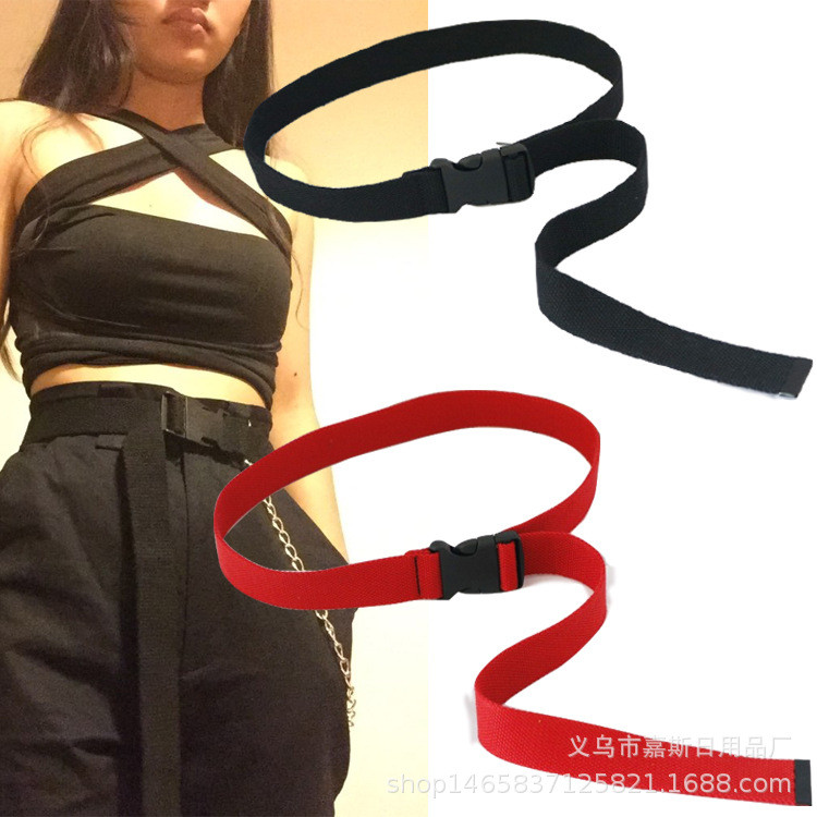 Canvas Ladies Belt Plastic Buckle Overalls Belt 3CM Wide Buckle ...