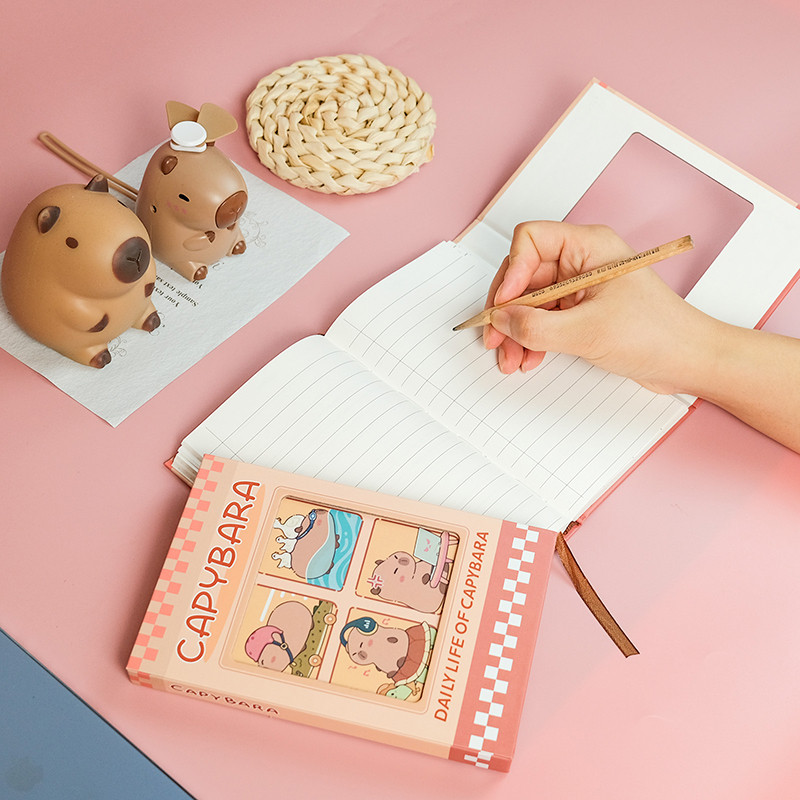 QwQ Cartoon Cute Kids Journal Notebook Creative Kawaii Capybara Series ...