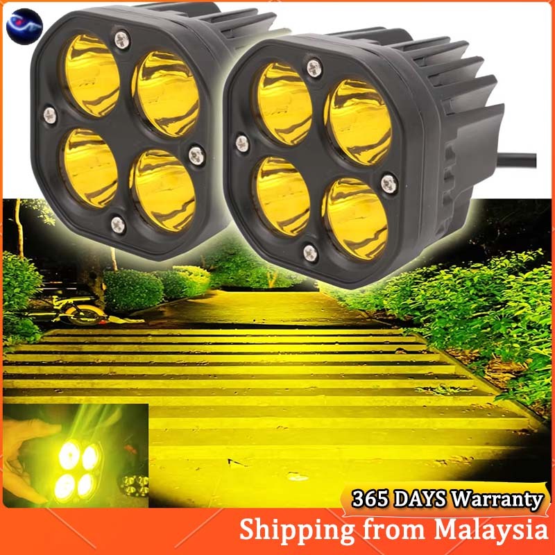4 Lens Dual Color Light Motorcycle Spotlights Led Headlights Fog Lamp ...
