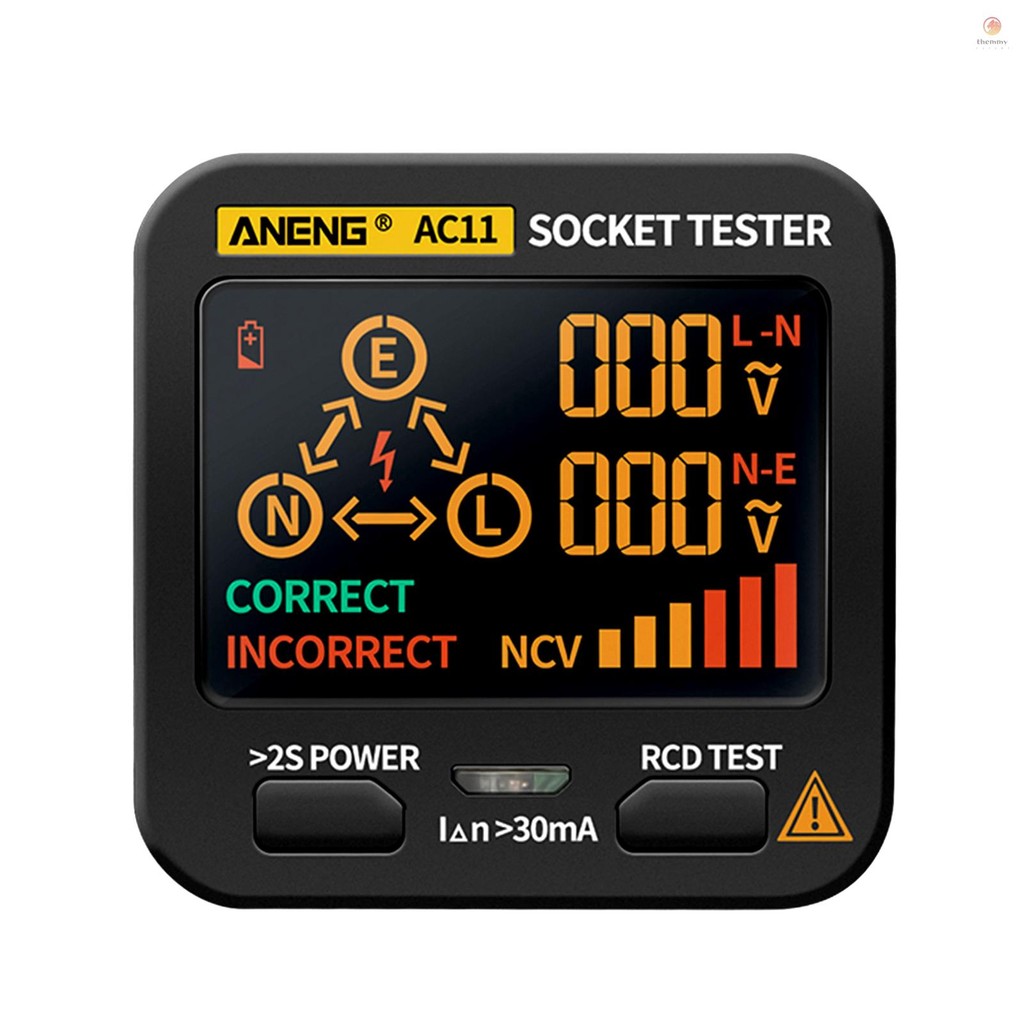 Aneng Ac11 Socket Tester Electric Leakage Detector Lcd Display Ground Wire Zero Line Live Wire